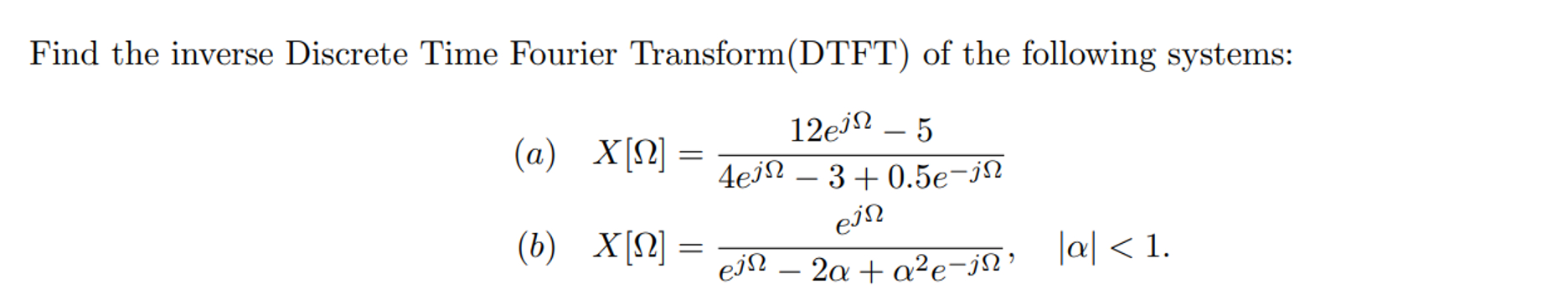 Solved Find the inverse Discrete Time Fourier | Chegg.com
