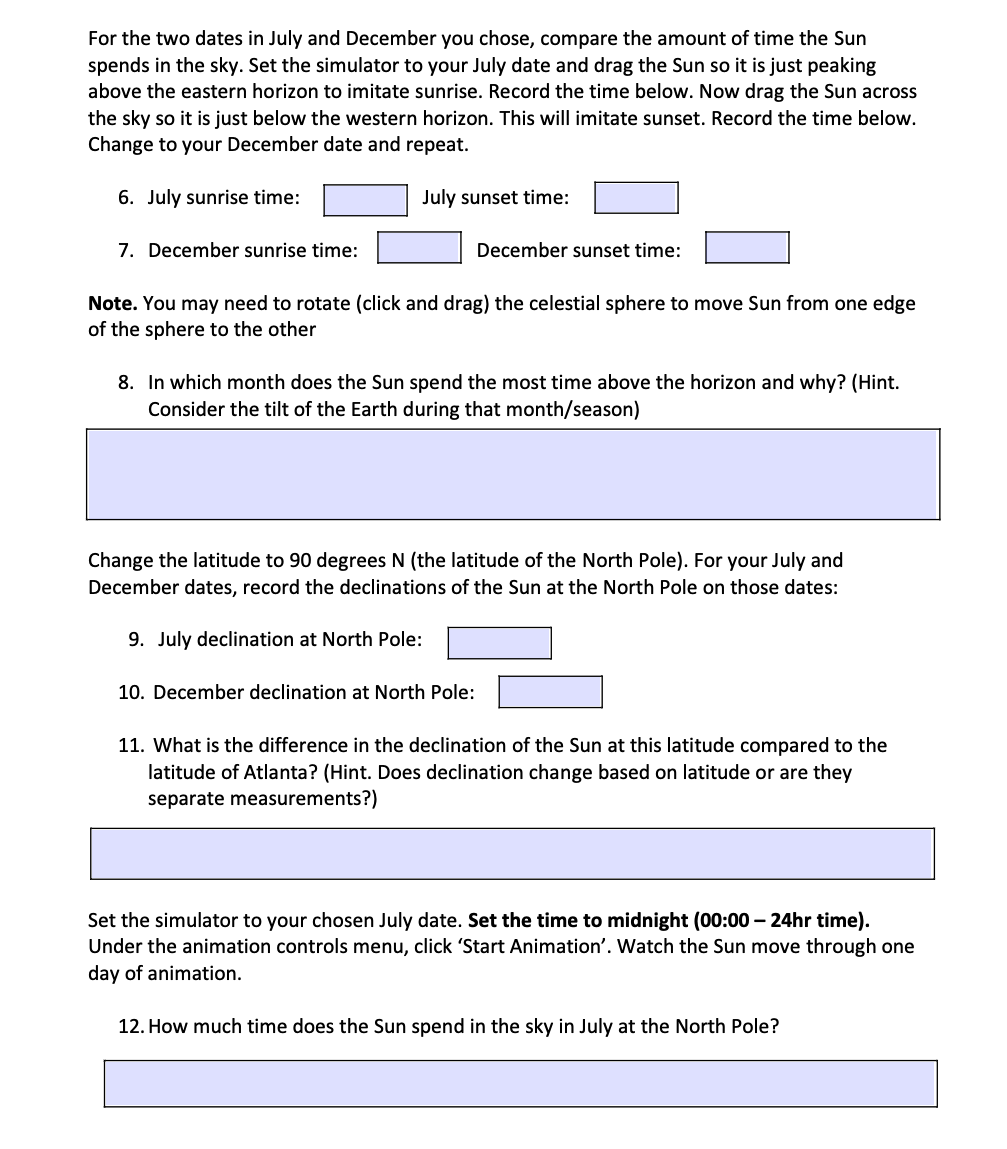 Solved For the two dates in July and December you chose, | Chegg.com