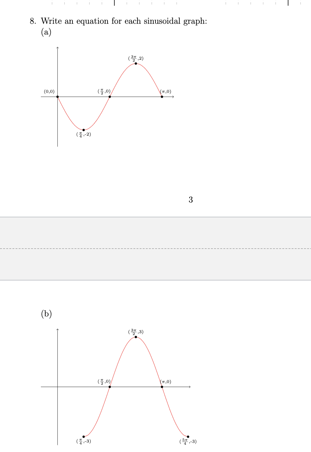 Solved 1 8. Write an equation for each sinusoidal graph: (a) | Chegg.com