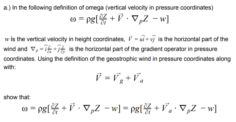 Solved a.) In the following definition of omega (vertical | Chegg.com