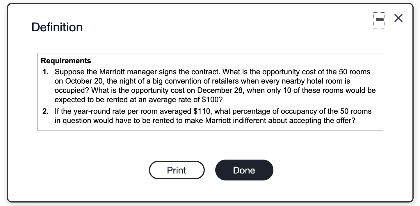 Solved Х Definition Requirements 1. Suppose the Marriott | Chegg.com