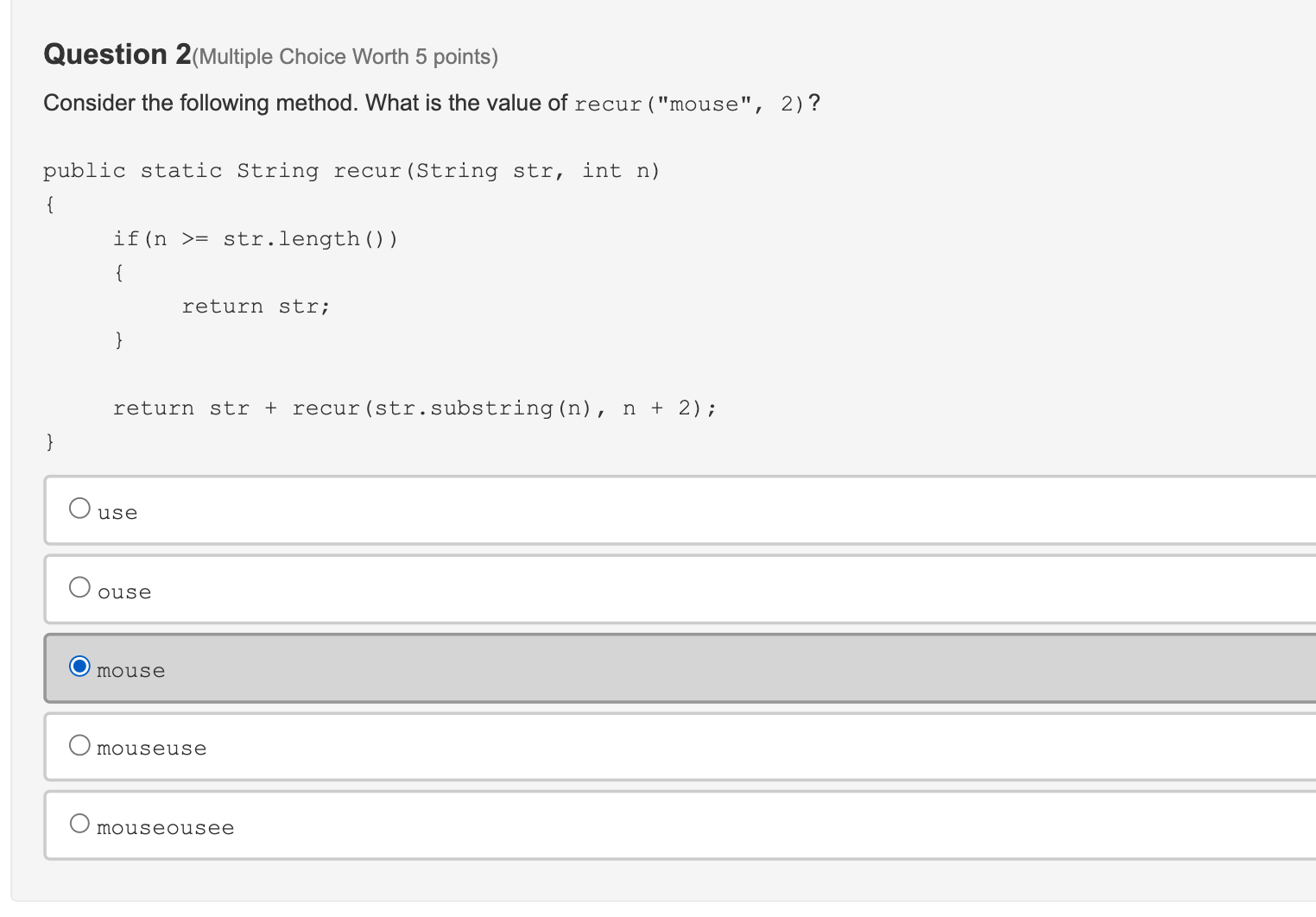 Solved Question 2(Multiple Choice Worth 5 points) Consider | Chegg.com