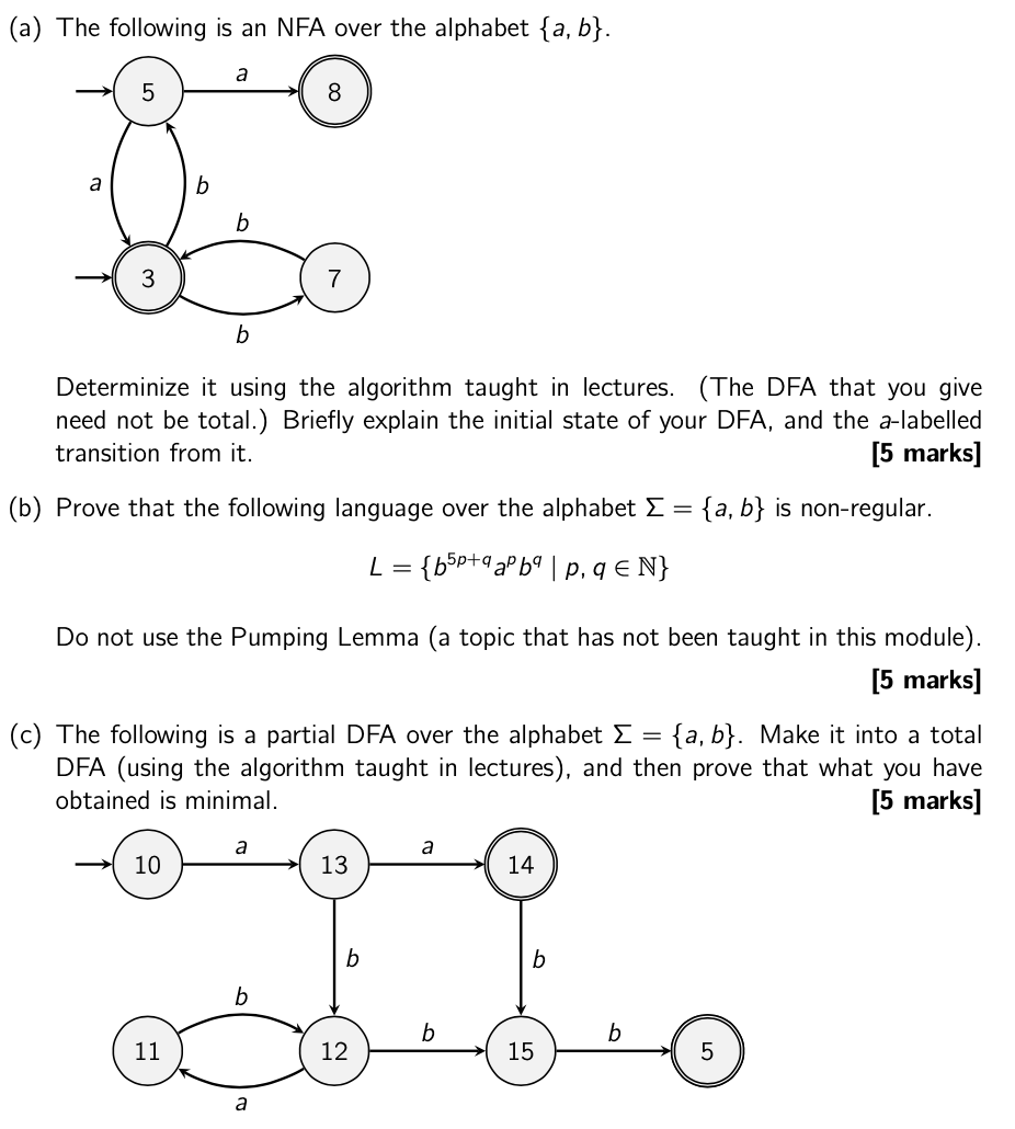 Solved (a) The following is an NFA over the alphabet {a,b}. | Chegg.com