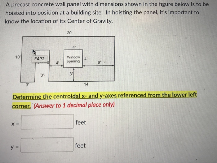 Solved A precast concrete wall panel with dimensions shown | Chegg.com