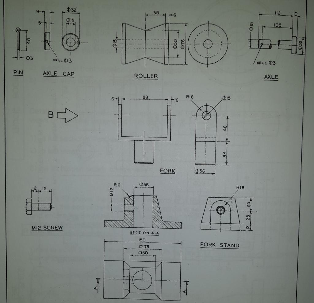 Solved Draw in first angle orthographic the assembled views | Chegg.com
