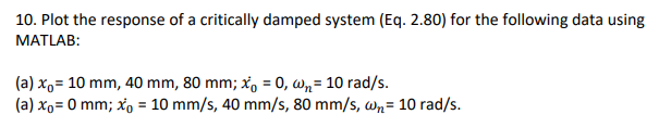 10. Plot the response of a critically damped system | Chegg.com