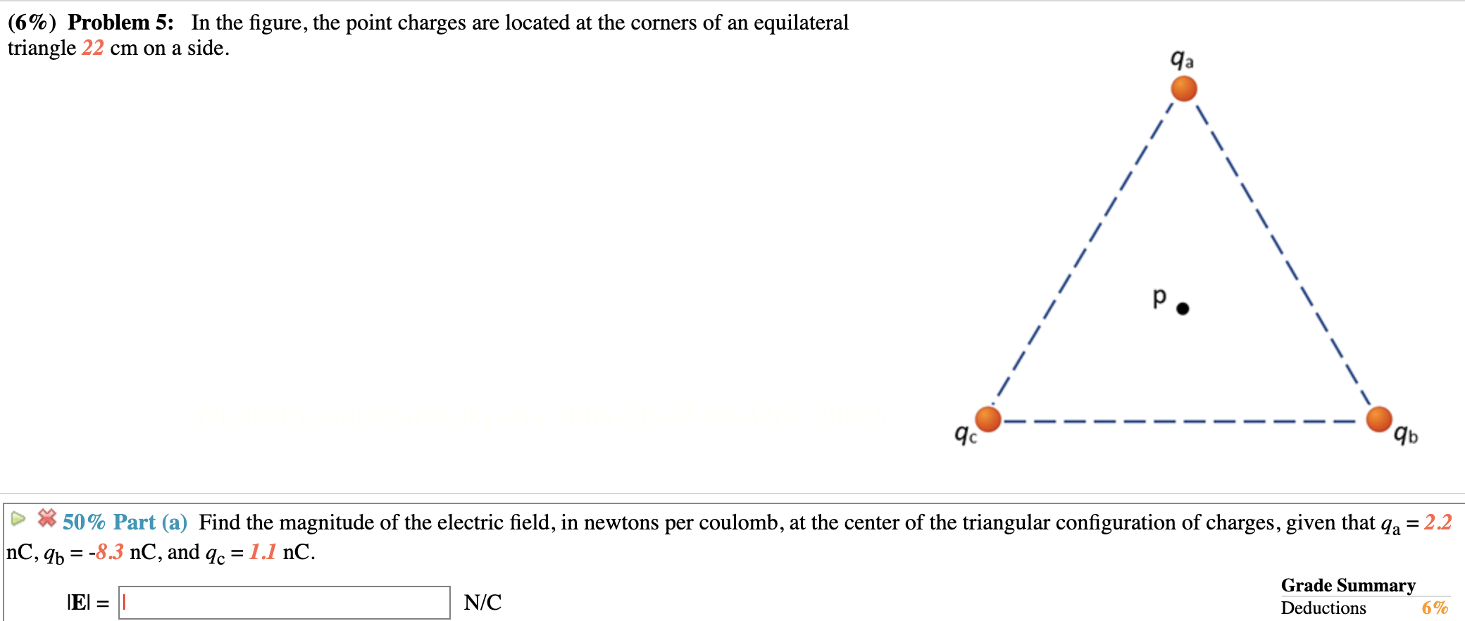 Solved (6%) Problem 5: In the figure, the point charges are | Chegg.com
