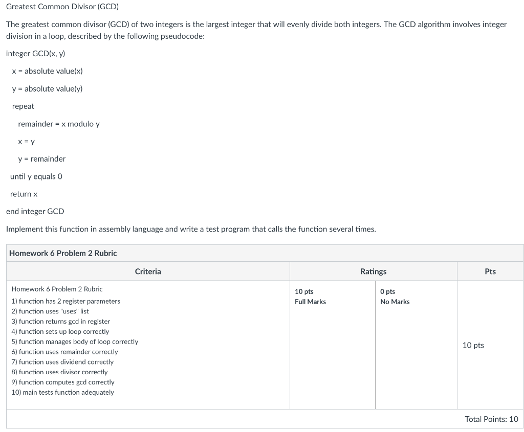 Solved Greatest Common Divisor (GCD) The greatest common | Chegg.com