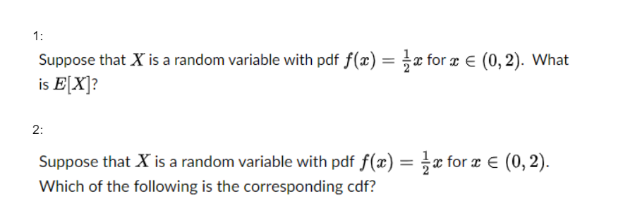 Solved 1:Suppose that x ﻿is a random variable with pdf | Chegg.com