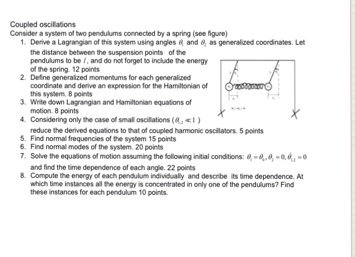 Solved Coupled oscillations Consider a system of two | Chegg.com
