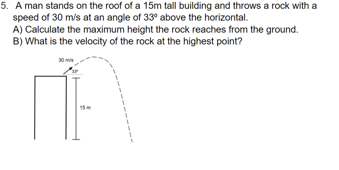 Solved A man stands on the roof of a 15 m tall building and | Chegg.com
