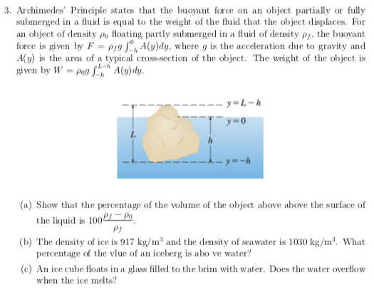 Solved 3. Archimedes' Principle states that the buoyant | Chegg.com