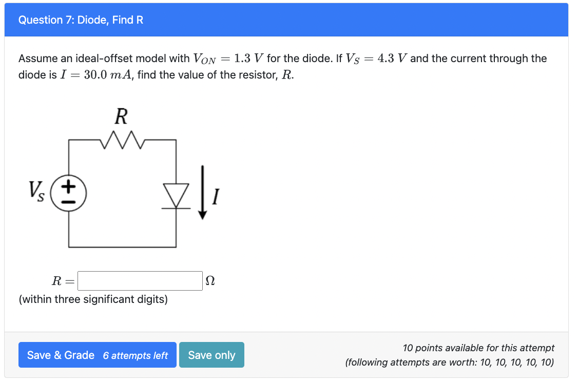 Solved Assume an ideal-offset model with VON=1.3 V for the | Chegg.com