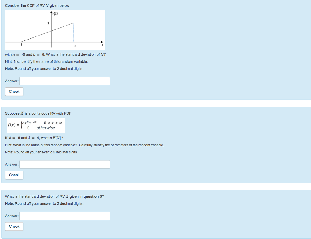 Solved Consider the CDF of RV X given below F(x) with a-6 | Chegg.com