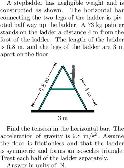 Solved A stepladder has negligible weight and is constructed | Chegg.com