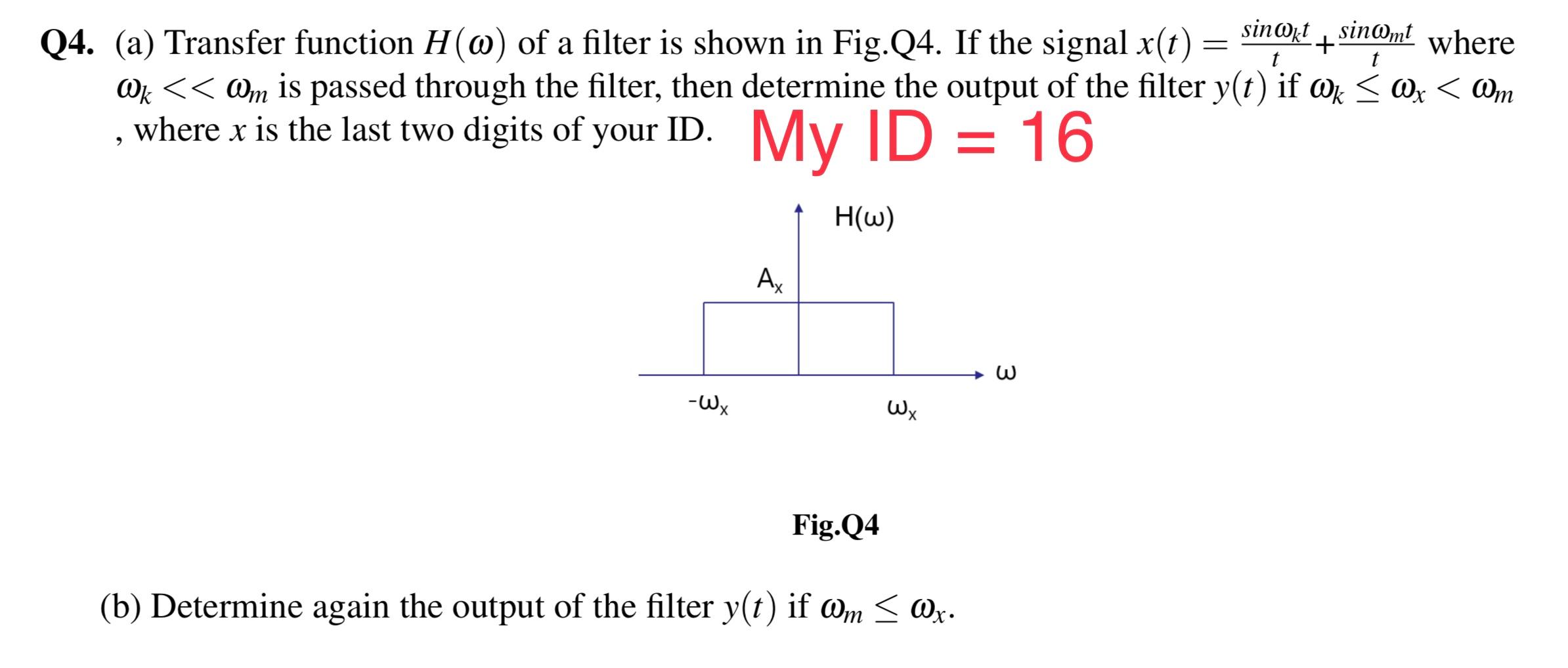 Solved sin@kt , sin@mt where = + Q4. (a) Transfer function | Chegg.com