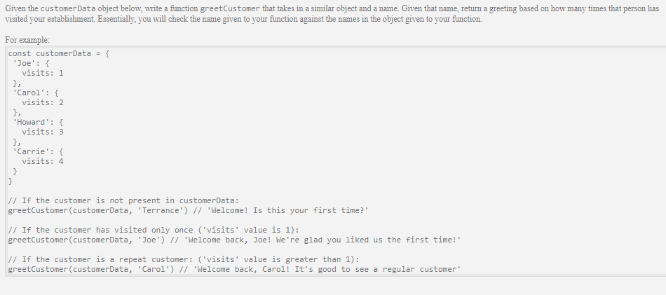 Solved Given the customerData object below, write a function | Chegg.com