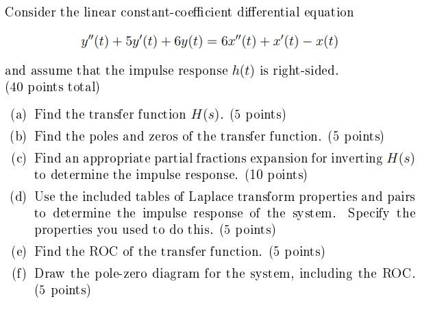 Solved Consider the linear constant-coefficient differential | Chegg.com