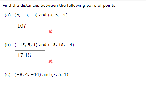 Solved Find the distances between the following pairs of | Chegg.com