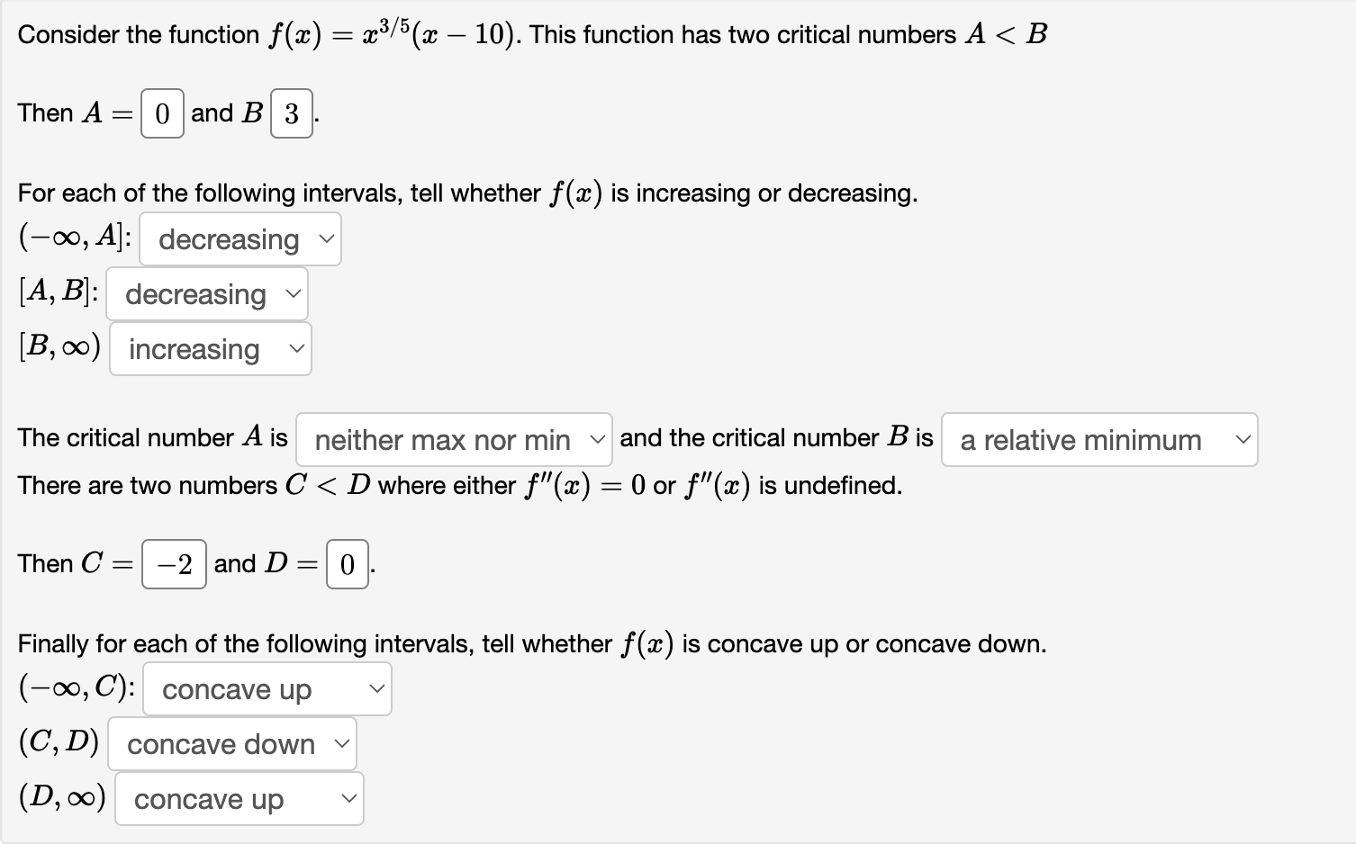 Solved Consider the function f(x)=x3/5(x−10). This function | Chegg.com