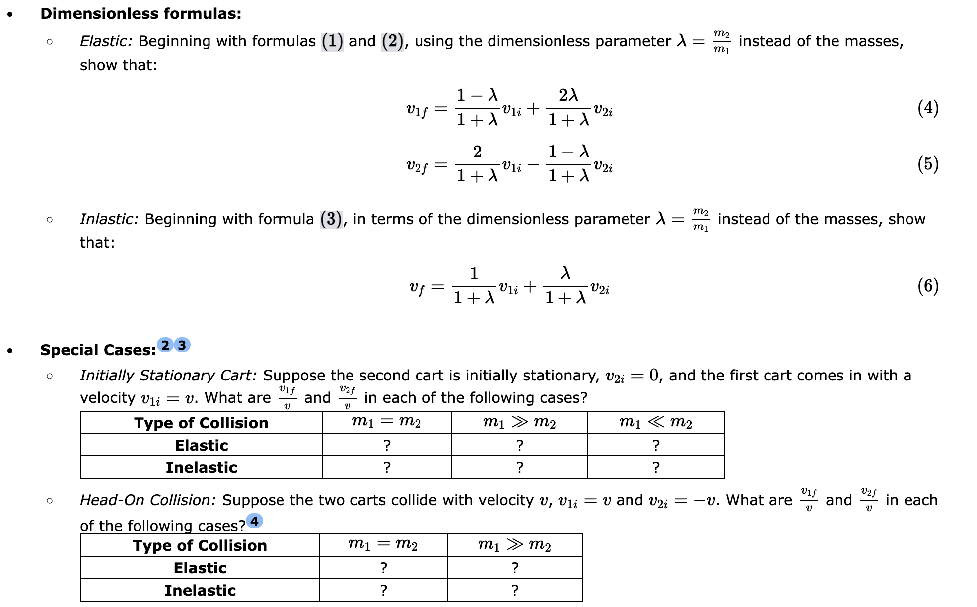 Solved Dimensionless formulas: Elastic: Beginning with | Chegg.com