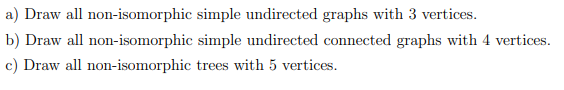 Solved a) Draw all non-isomorphic simple undirected graphs | Chegg.com Solved a) Draw all non-isomorphic simple undirected graphs | Chegg.com