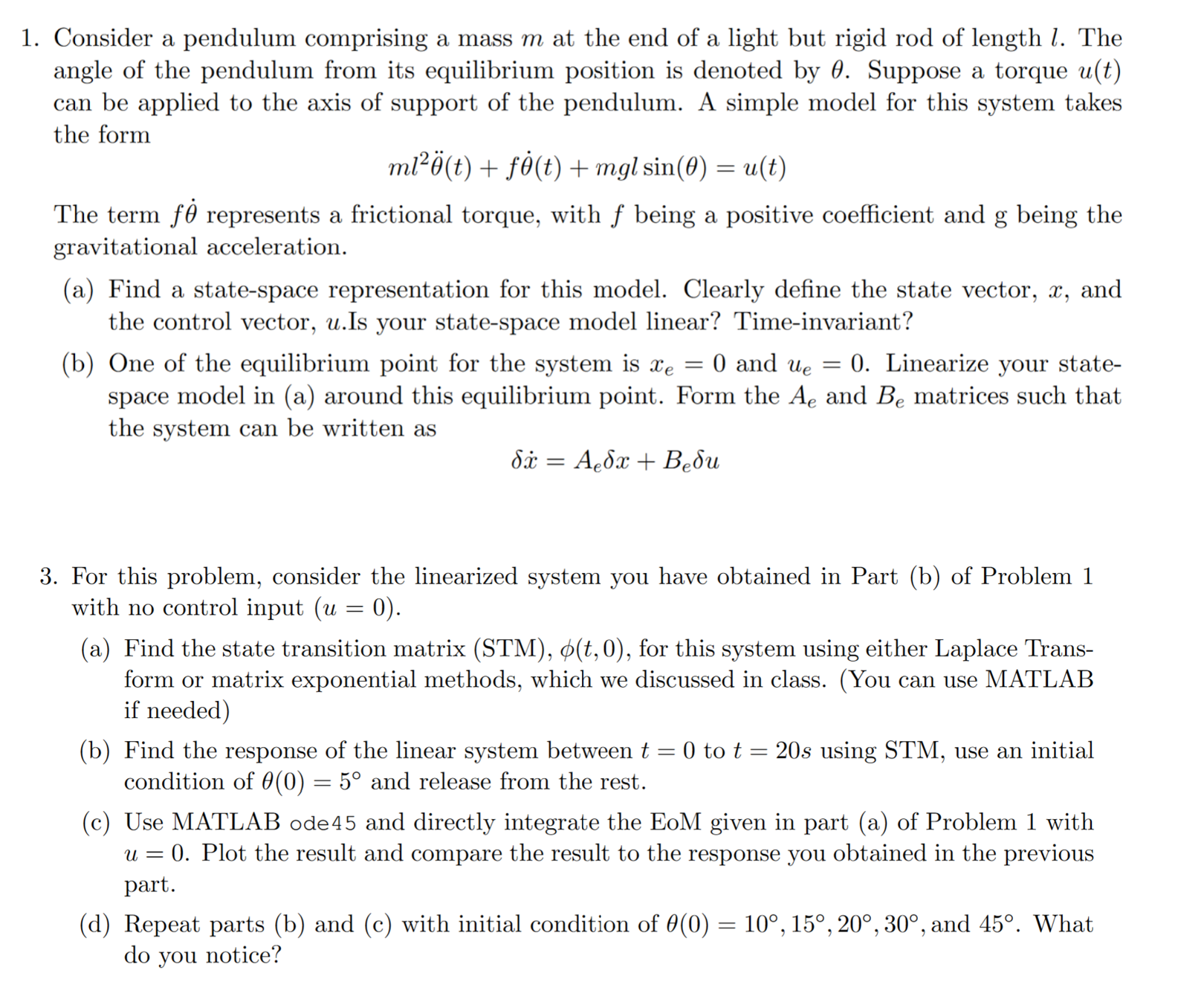 Solved Consider a pendulum comprising a mass m at the end of | Chegg.com