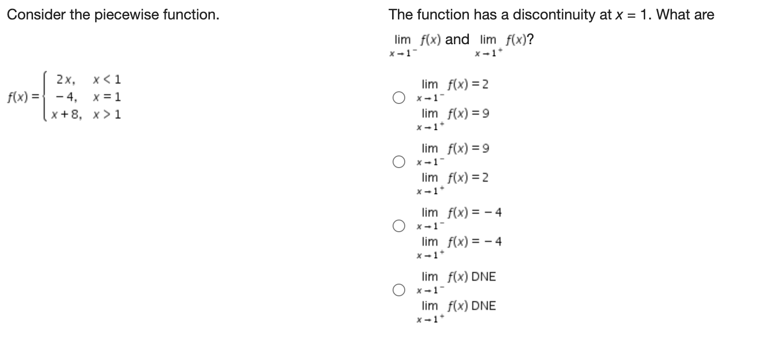 Solved Consider the piecewise function. The function has a | Chegg.com