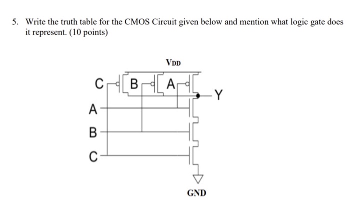 Solved Write the truth table for the CMOS Circuit given | Chegg.com
