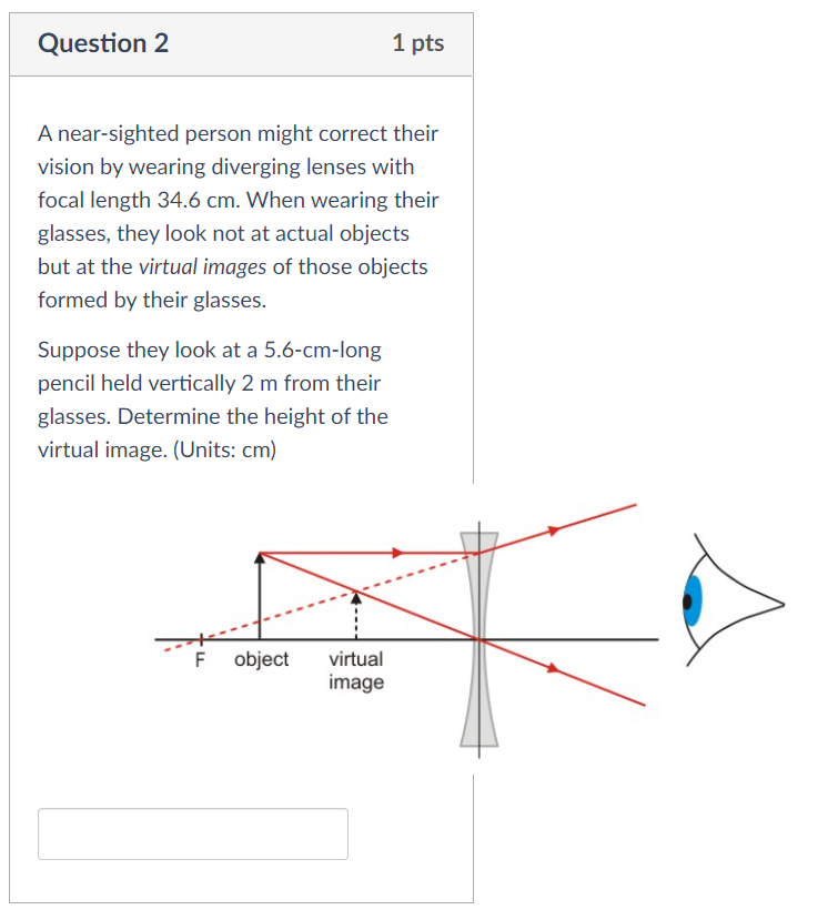 Solved Question 2 1 pts A near-sighted person might correct | Chegg.com