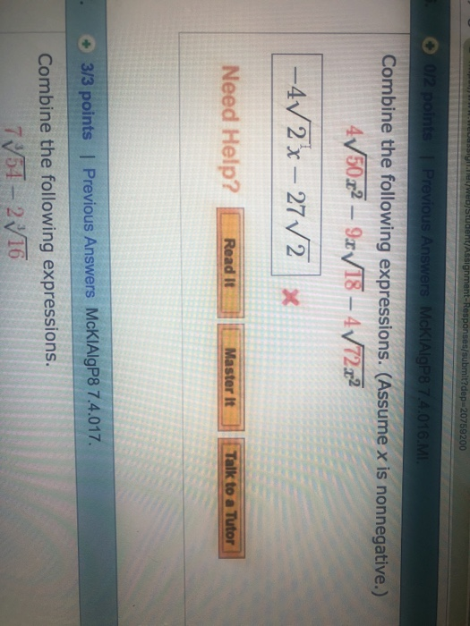 Solved Combine the following expressions. (Assume x is | Chegg.com
