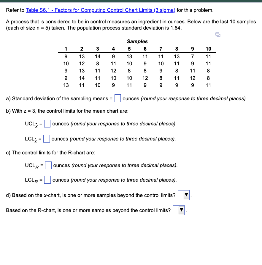 Solved A process that is considered to be in control | Chegg.com