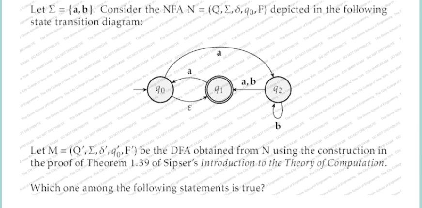Solved Let L = {a,b}. Consider the NFA N = (Q, L,8,90,F) | Chegg.com