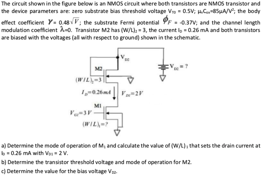Solved The circuit shown in the figure below is an NMOS | Chegg.com