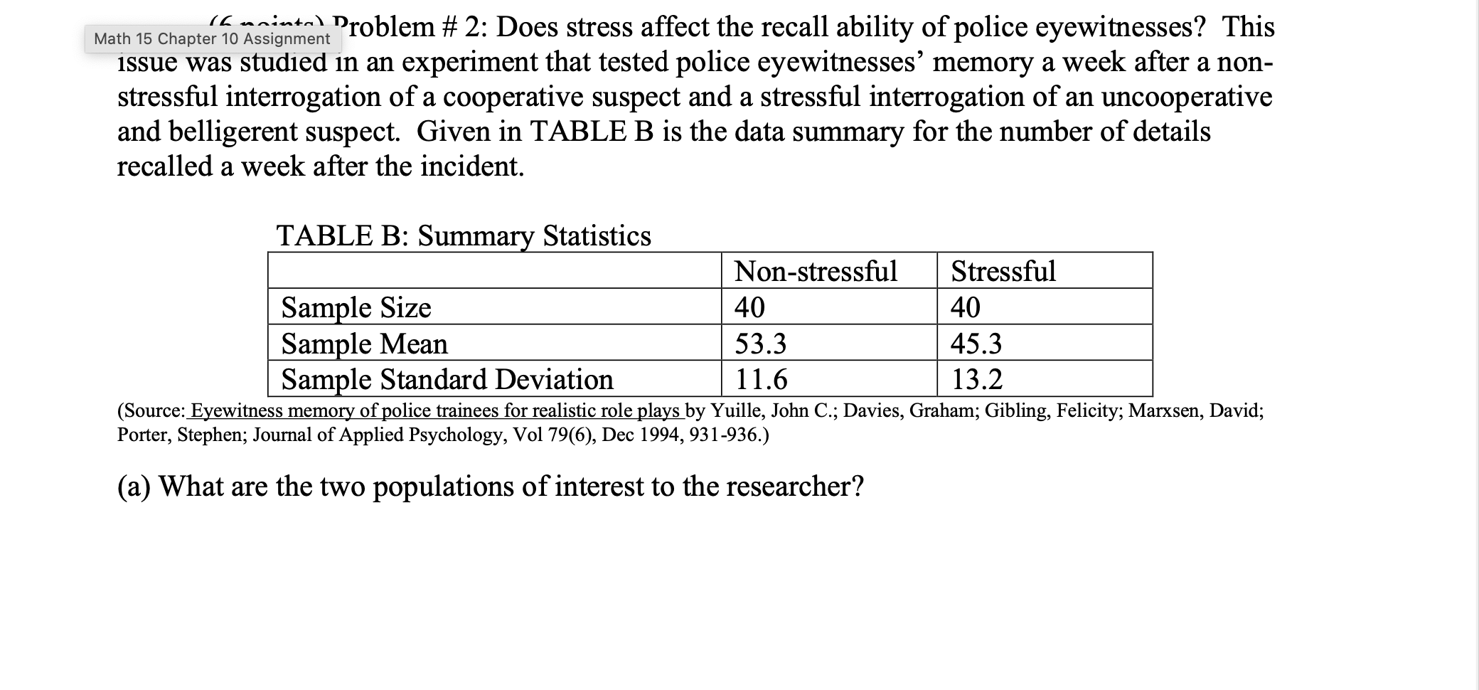 (b) What is the population parameter of interest to | Chegg.com