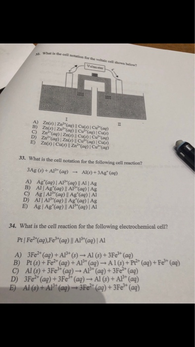 Solved is the cell notation for the voltaic cell shown below | Chegg.com