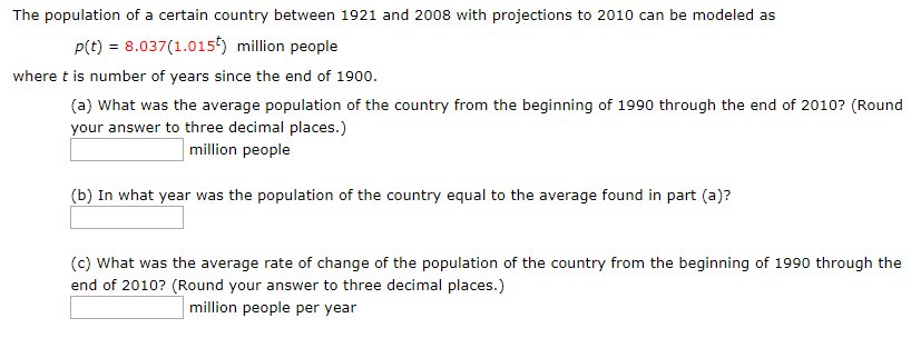Solved The population of a certain country between 1921 and | Chegg.com
