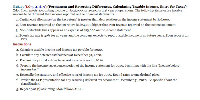 Solved E18.15 (LO 3, 4, 8, 9) (Permanent and Reversing | Chegg.com