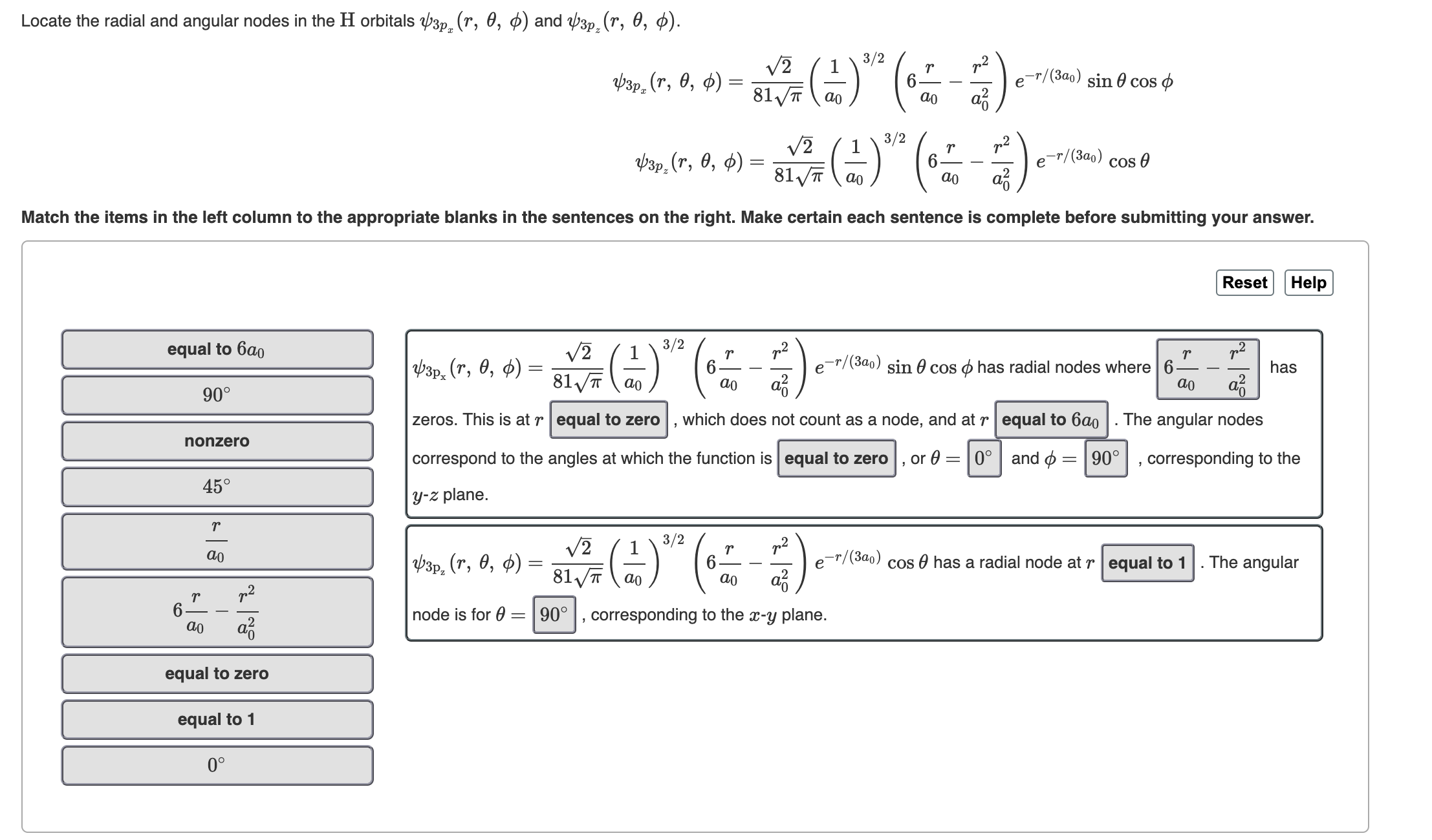Solved Locate the radial and angular nodes in ﻿the H | Chegg.com
