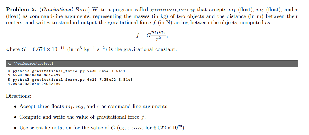 Solved Problem 5 Gravitational Force Write A Program