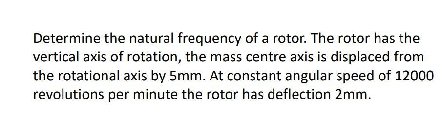 Solved Determine the natural frequency of a rotor. The rotor | Chegg.com
