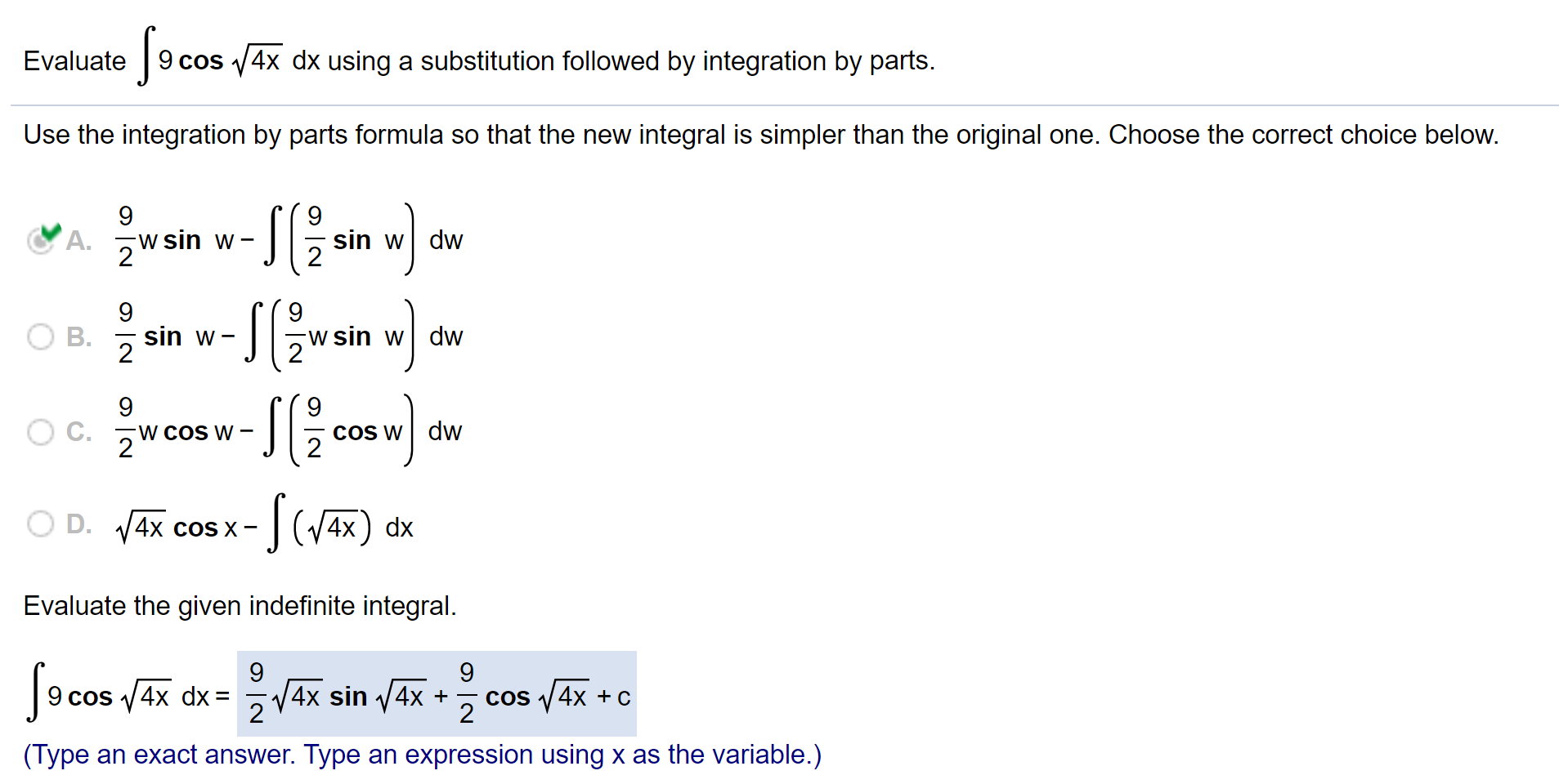 Solved Evaluate Socos 4x dx using a substitution followed by | Chegg.com