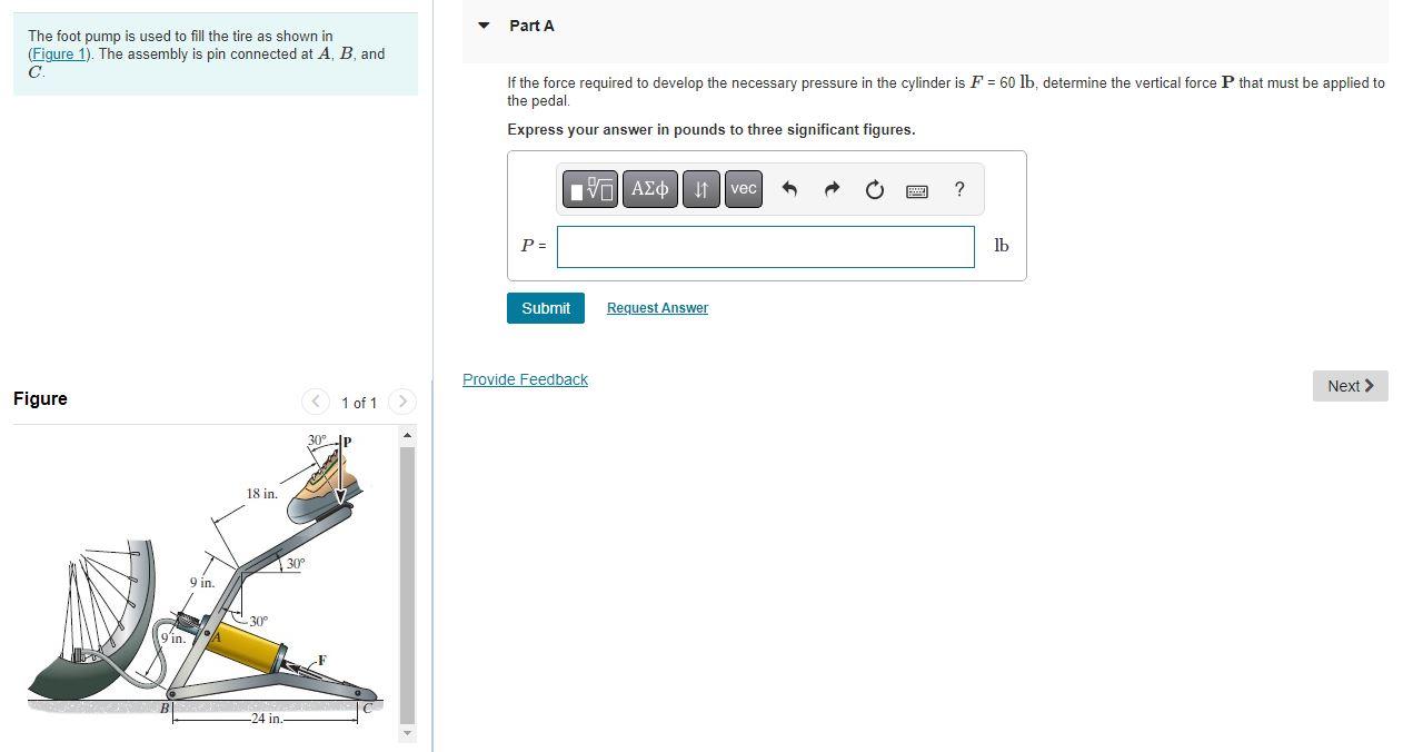 Solved The foot pump is used to fill the tire as shown in | Chegg.com