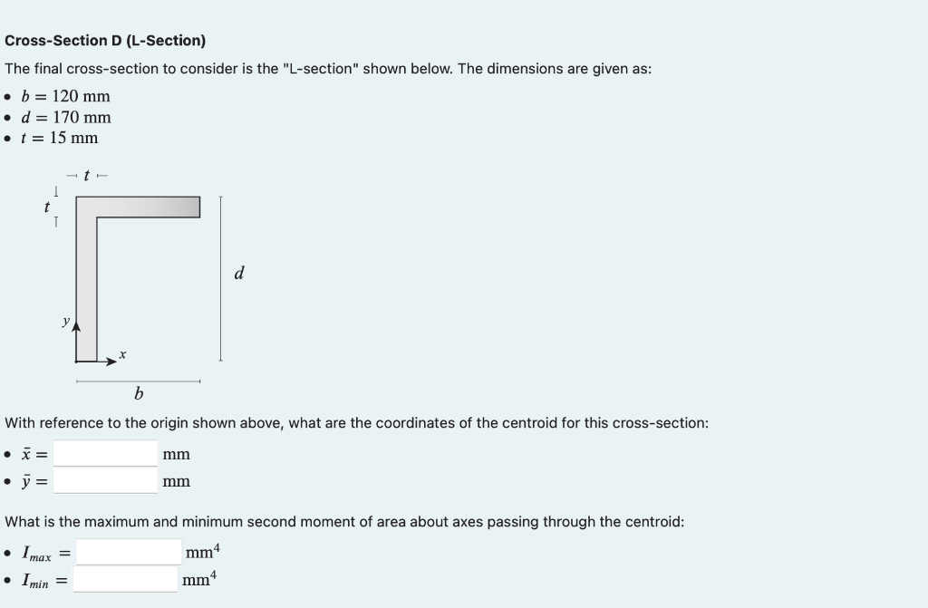 Solved Cross-Section D (L-Section) The final cross-section | Chegg.com