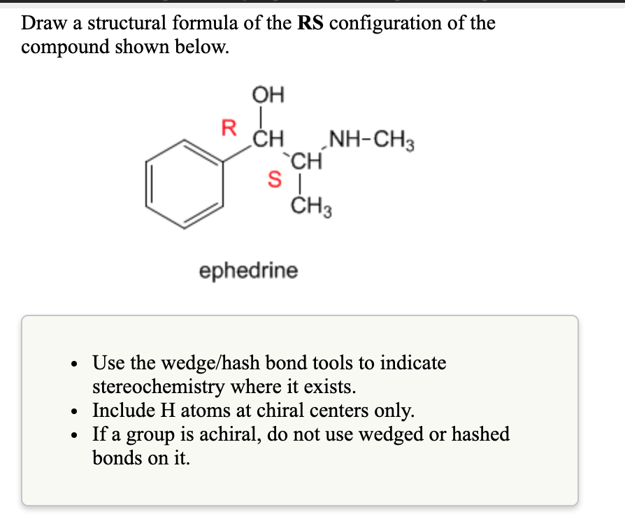 Solved Draw a structural formula of the RS configuration of | Chegg.com