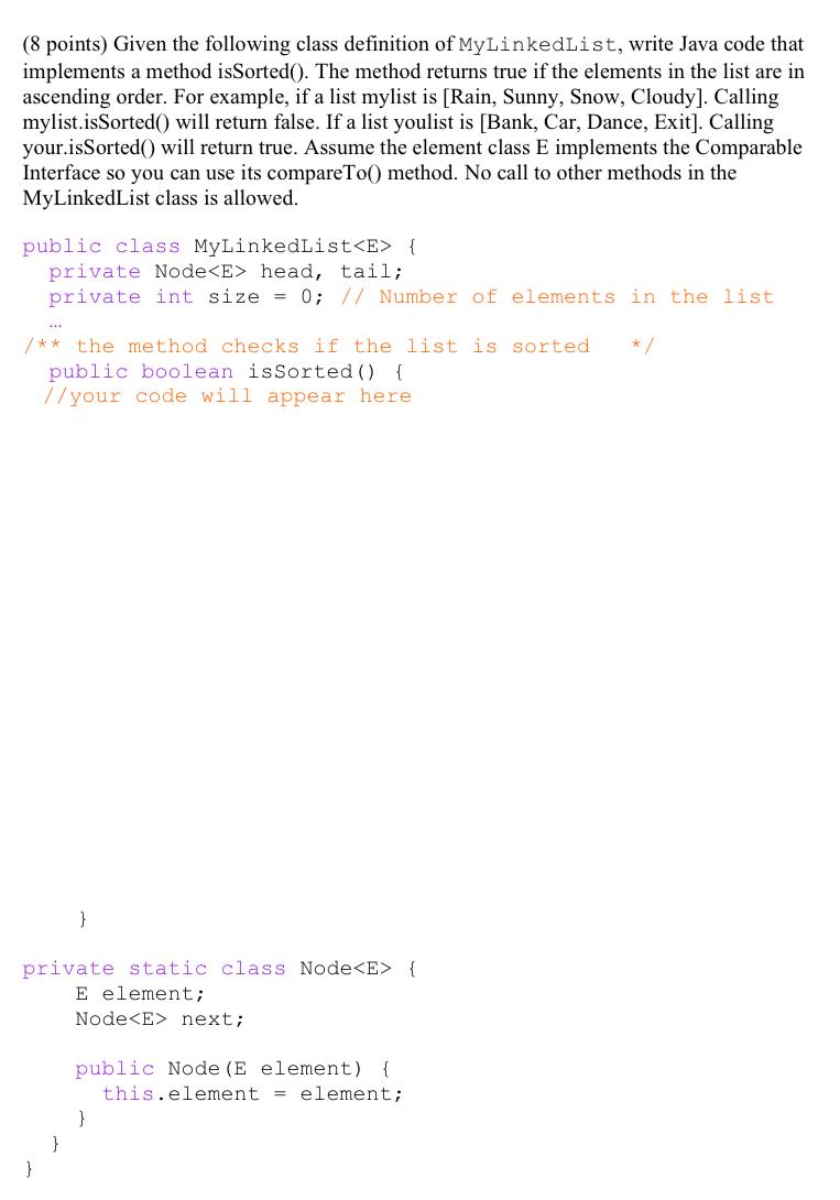Solved (8 points) Given the following class definition of | Chegg.com