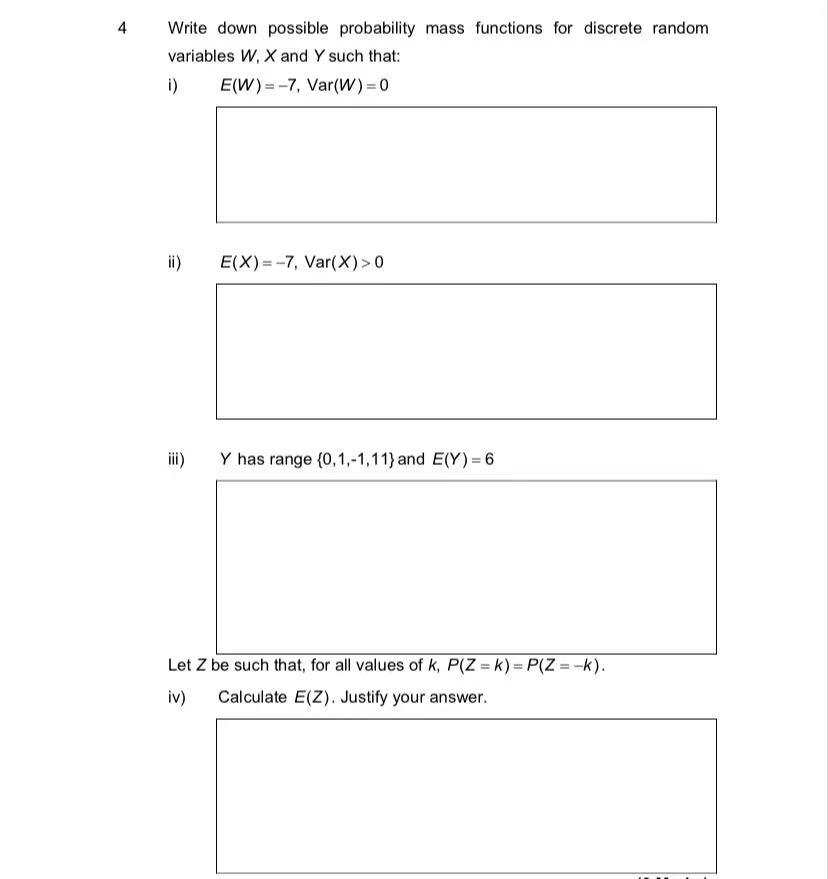 Solved Write down possible probability mass functions for | Chegg.com