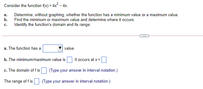 Solved Consider the function f(x) = 4x2 - 4x Determine, | Chegg.com