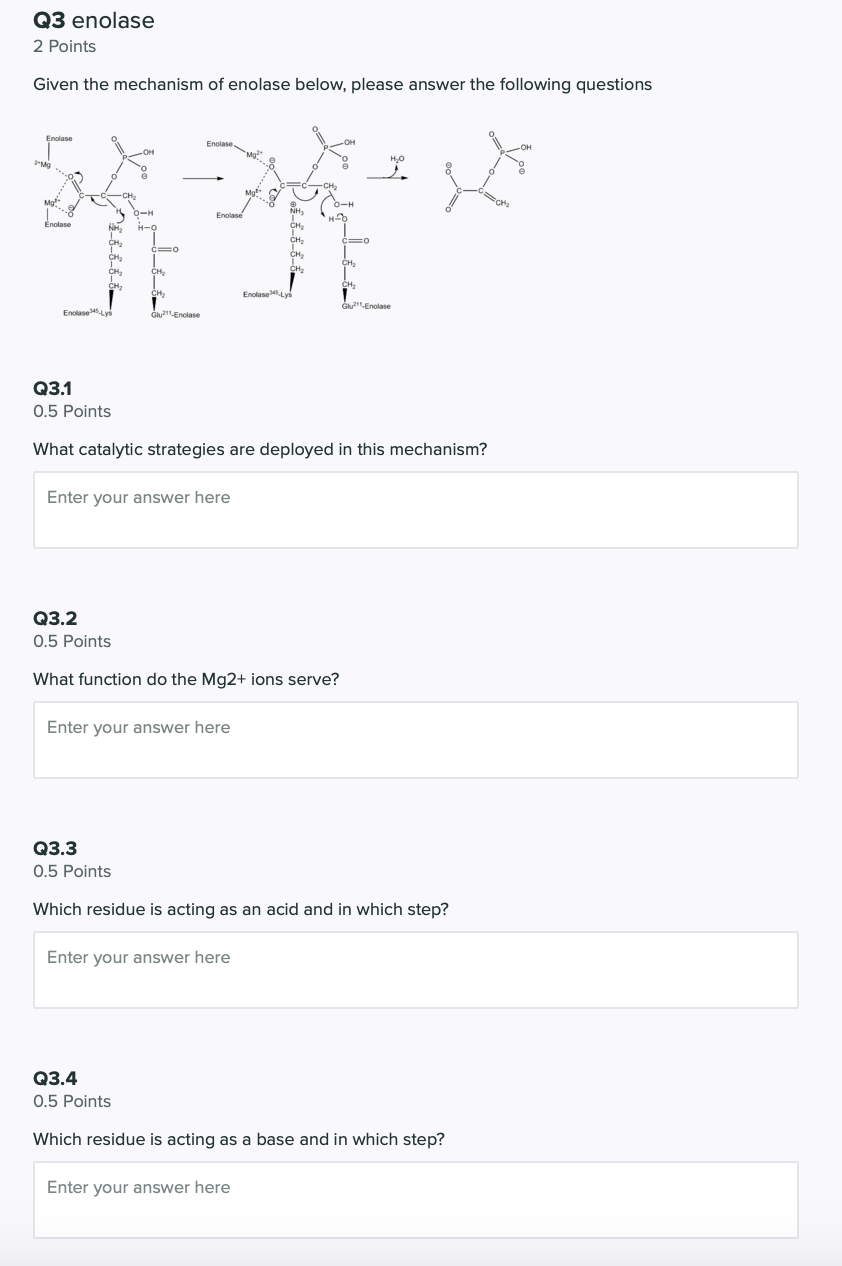 Solved Q3 enolase 2 Points Given the mechanism of enolase | Chegg.com