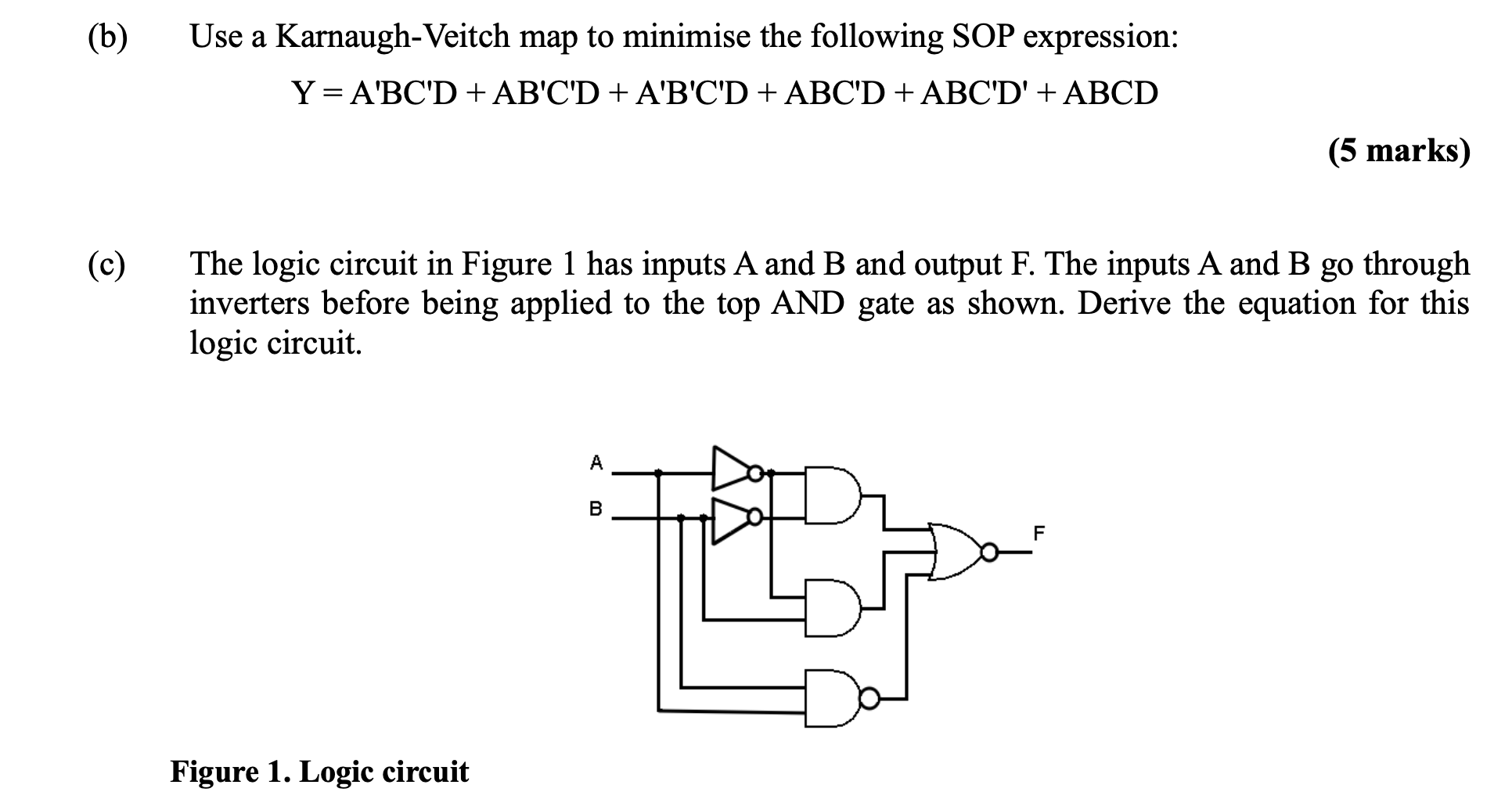 Solved ( b) Use a Karnaugh-Veitch map to minimise the | Chegg.com